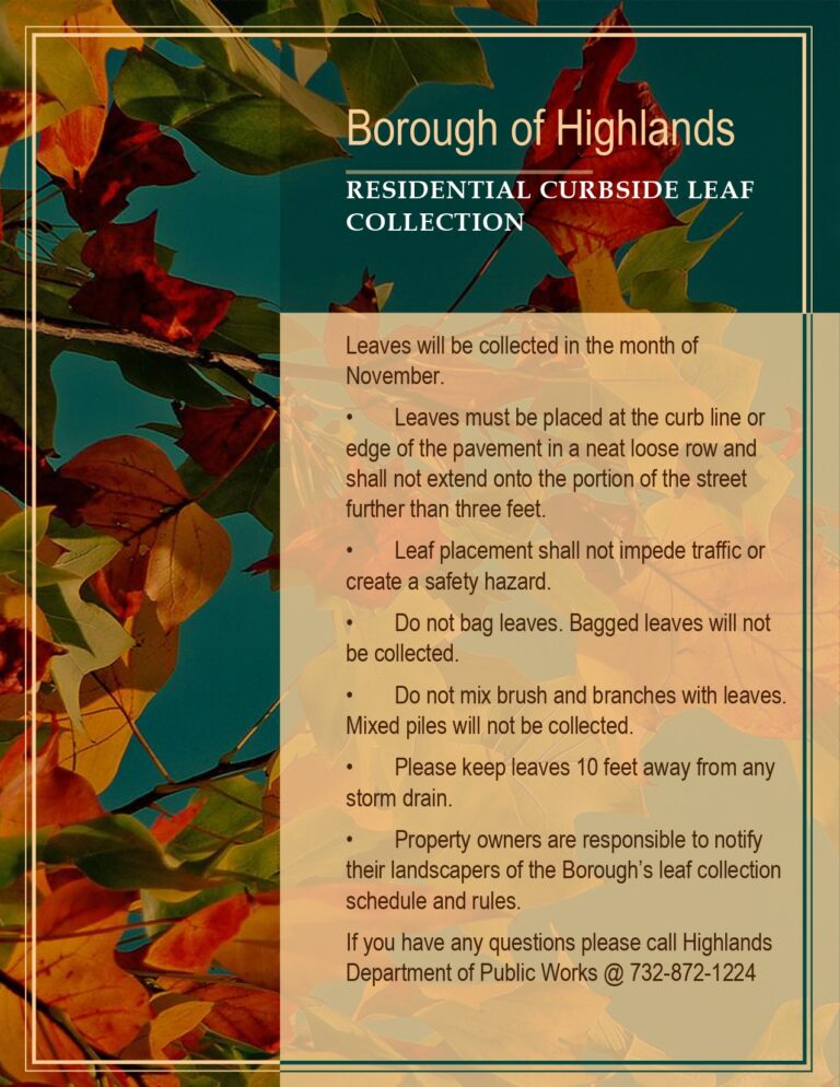 Residential Leaf Collection – Borough of Highlands, New Jersey