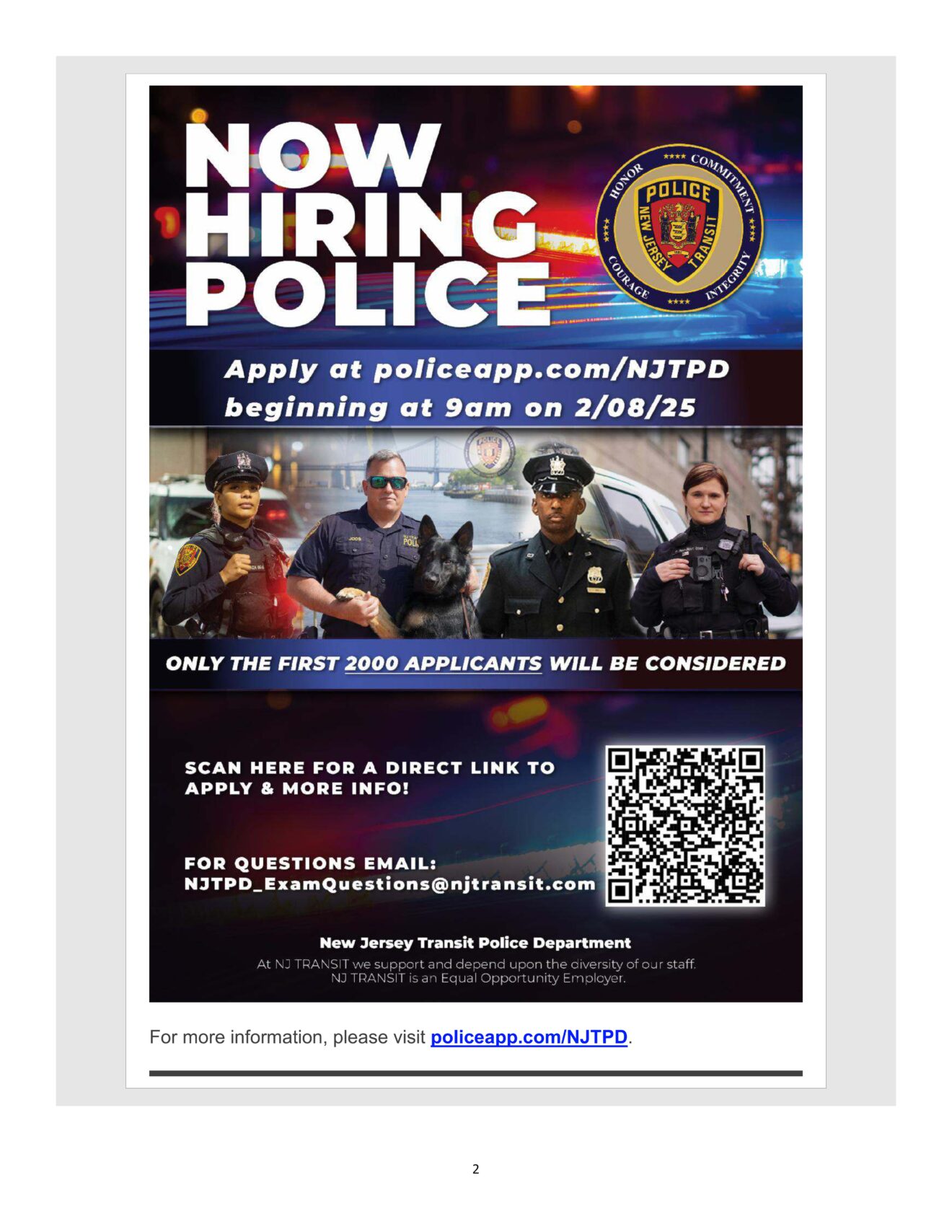 NJTPD is Hiring – Borough of Highlands, New Jersey