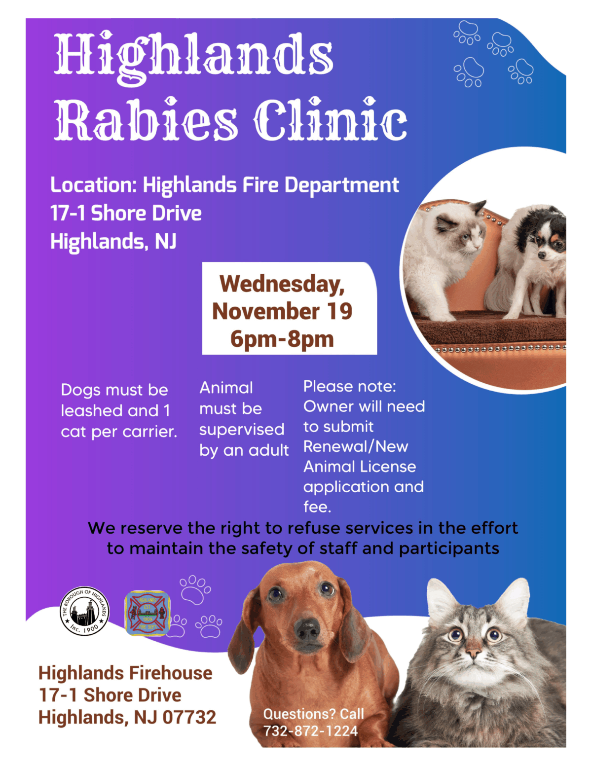 Rabies Flyer 2025 – Borough of Highlands, New Jersey